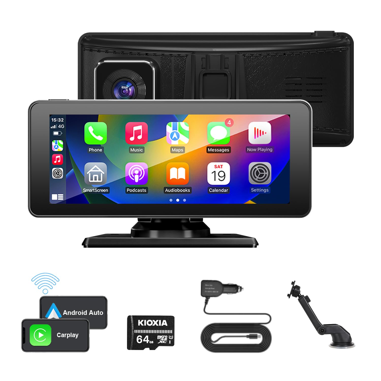 Newest Portable Carpaly Screen for Car with 2.5K Dash Cam Front Camera ...