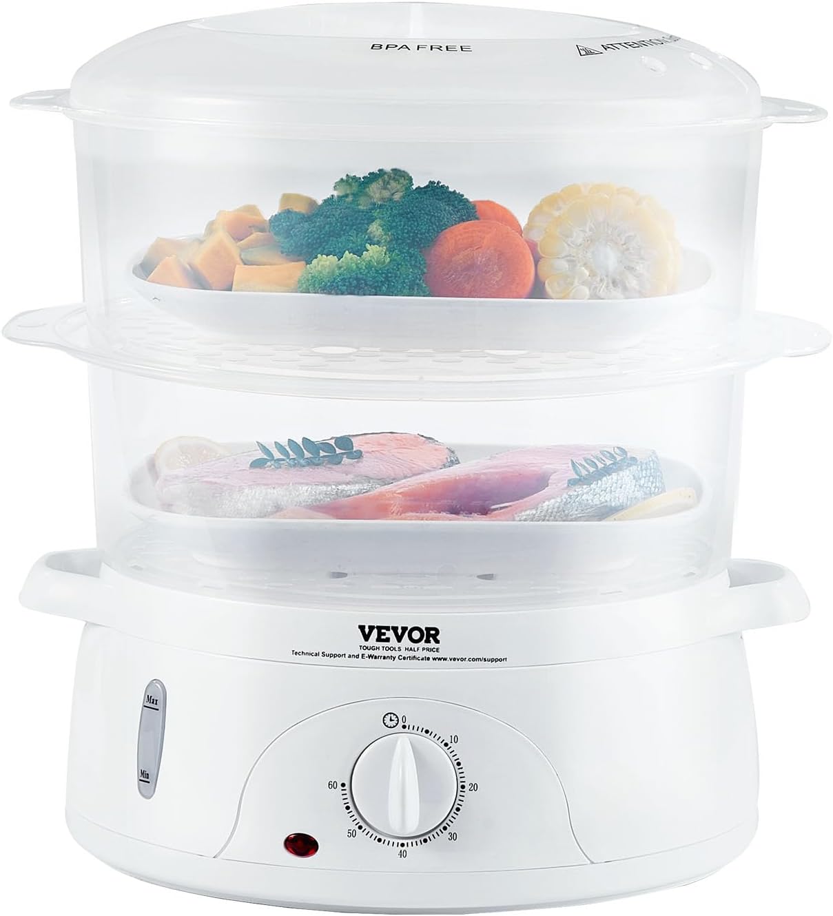 Amazon.com: Oster 5711 Electronic 2-Tier 6.1-Quart Food Steamer, White ...