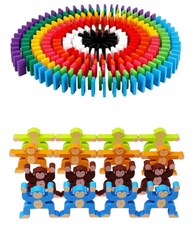 GD TOYS Good to dream Rainbow Kids Dominos and Monkey Stacking Toy ...