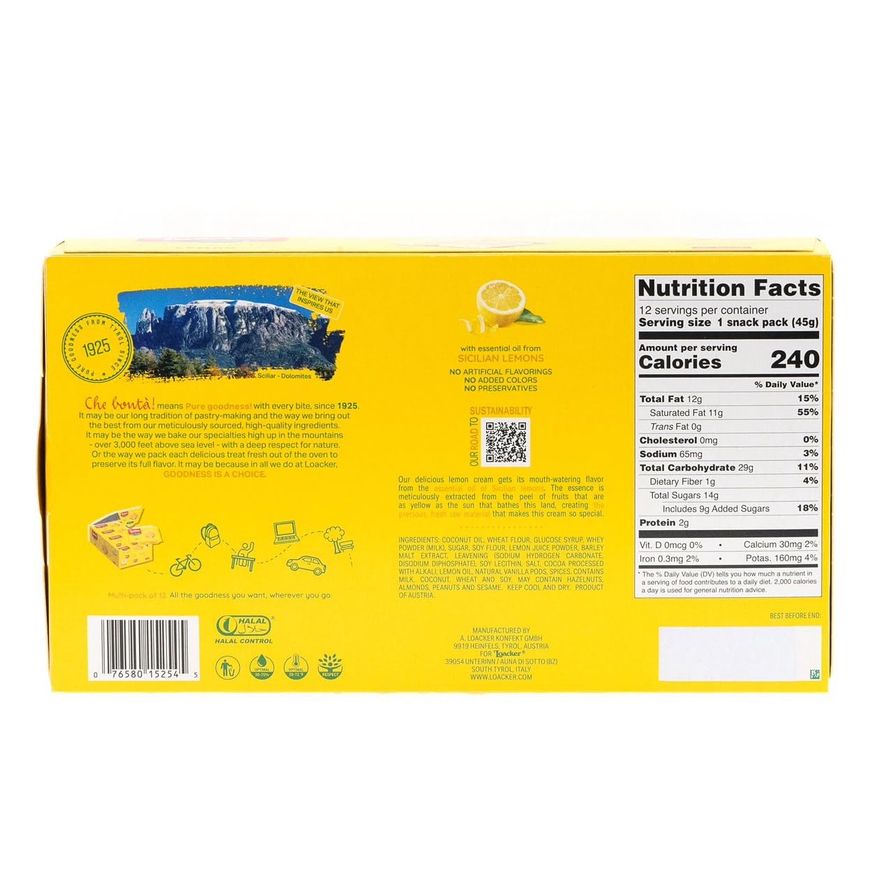 Loacker Galletas de oblea de limón de alta calidad paquete múltiple de ...