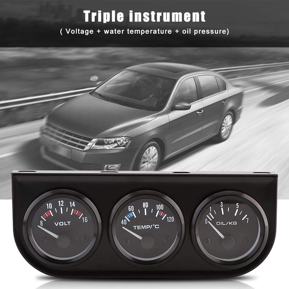 Voltmeter Water Temperature Oil Pressure GoolRC 3-Gauge Cluster ...