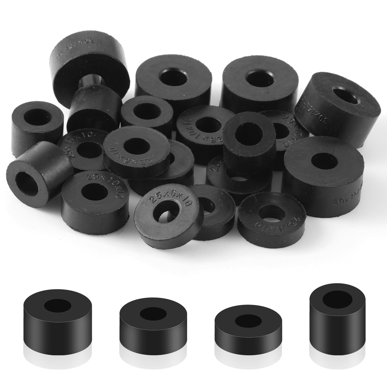 Prasacco 20 Pcs Round Rubber Spacer, 4 Sizes Anti Vibration Thick ...