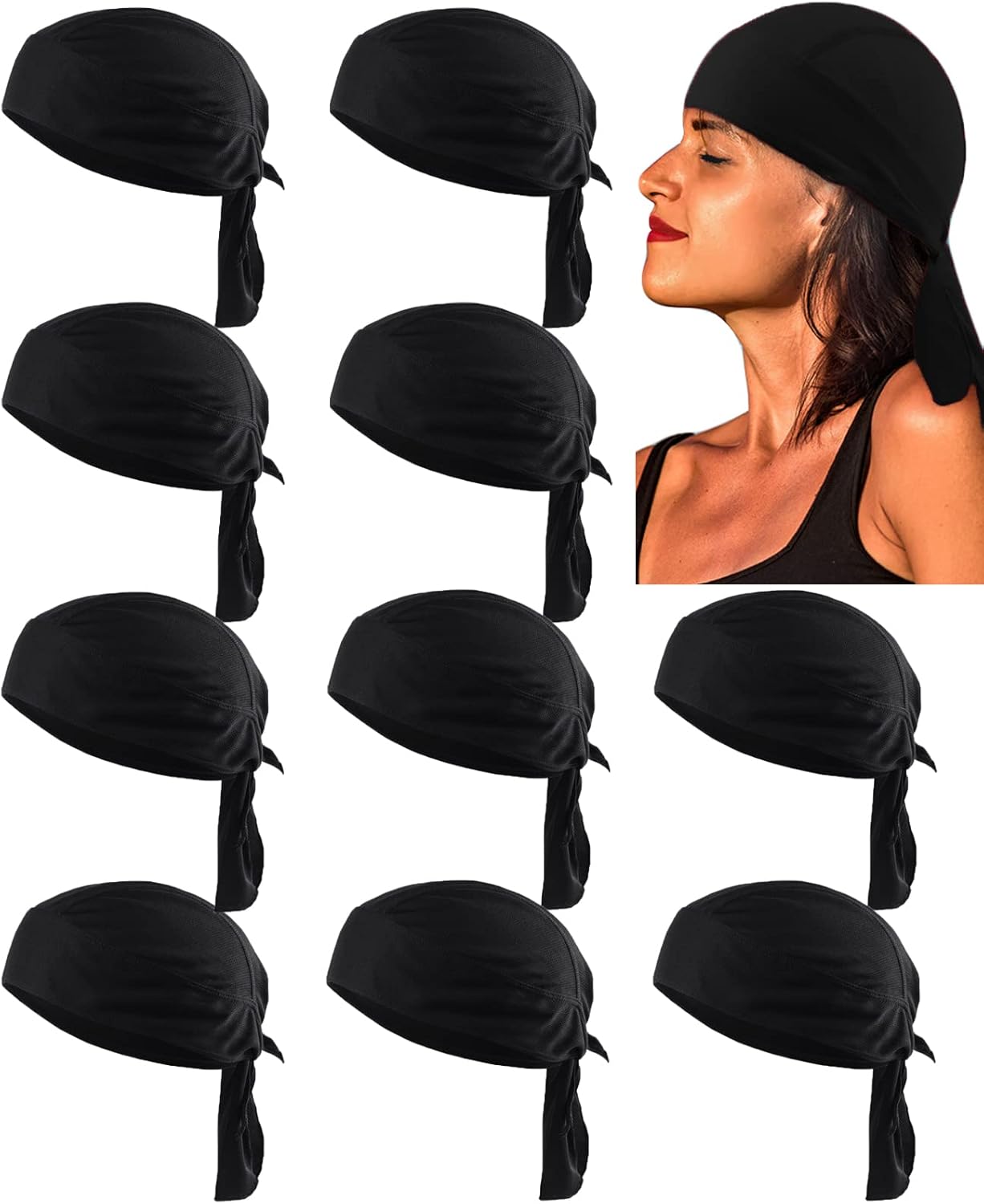 Amazon.com: 10 Pieces Sweat Wicking Cycling Caps Helmet Liner Hat ...