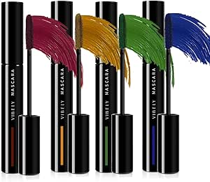 MKNZOME 4 Colours Coloured Mascara, Colorful Mascara Blue Purple Green ...