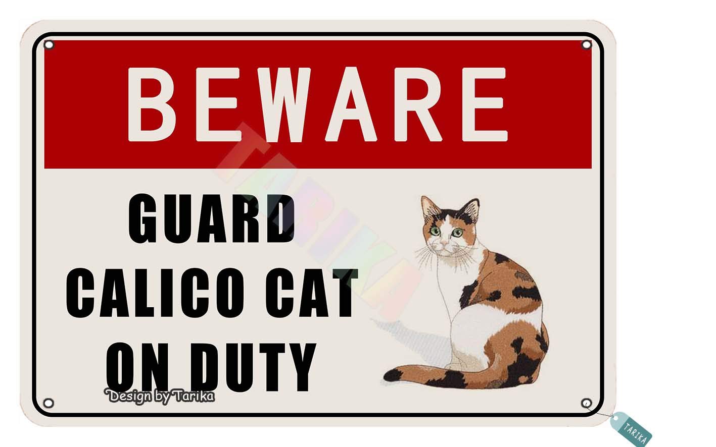 Amazon.com: Keely Beware Guard Calico Cat On Duty for Home,Gate,Outdoor ...