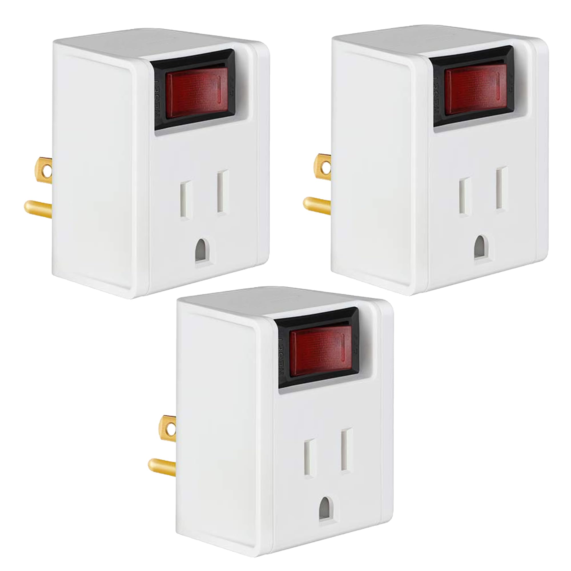 Grounded Light Socket Adapter High Quality 3 Outlet Grounded AC Power