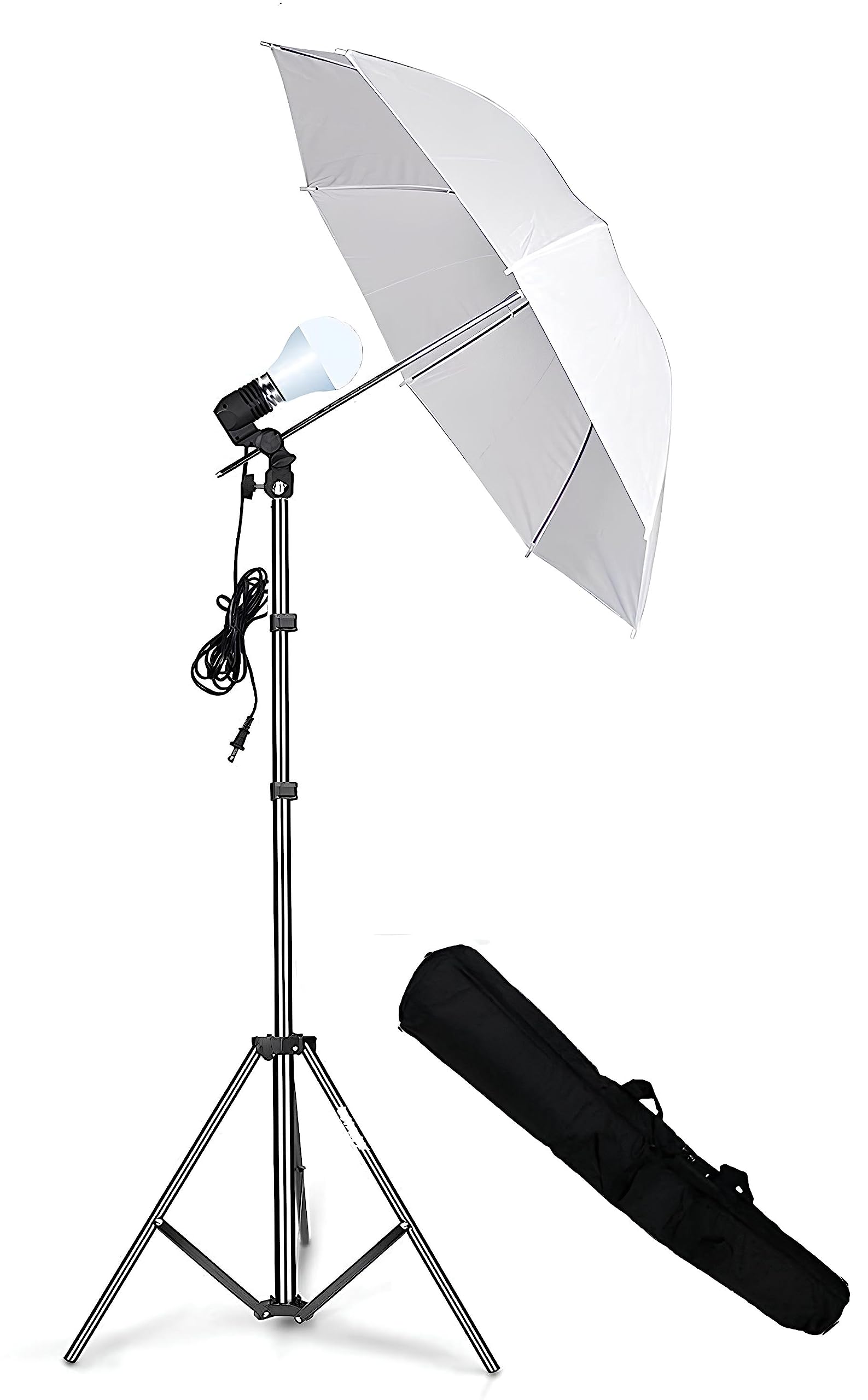 HIFFIN E27 Studio Single Holder KIT Umbrella White + Studio Light Stand ...