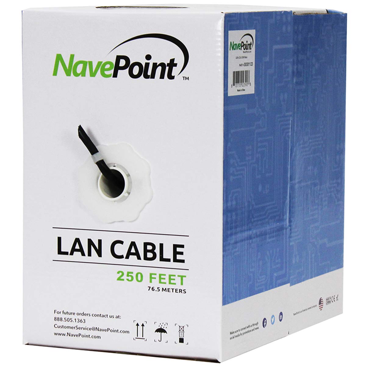 NavePoint CAT6 (CCA) Ethernet Network Cable / Wire UTP Pull Box 250ft ...