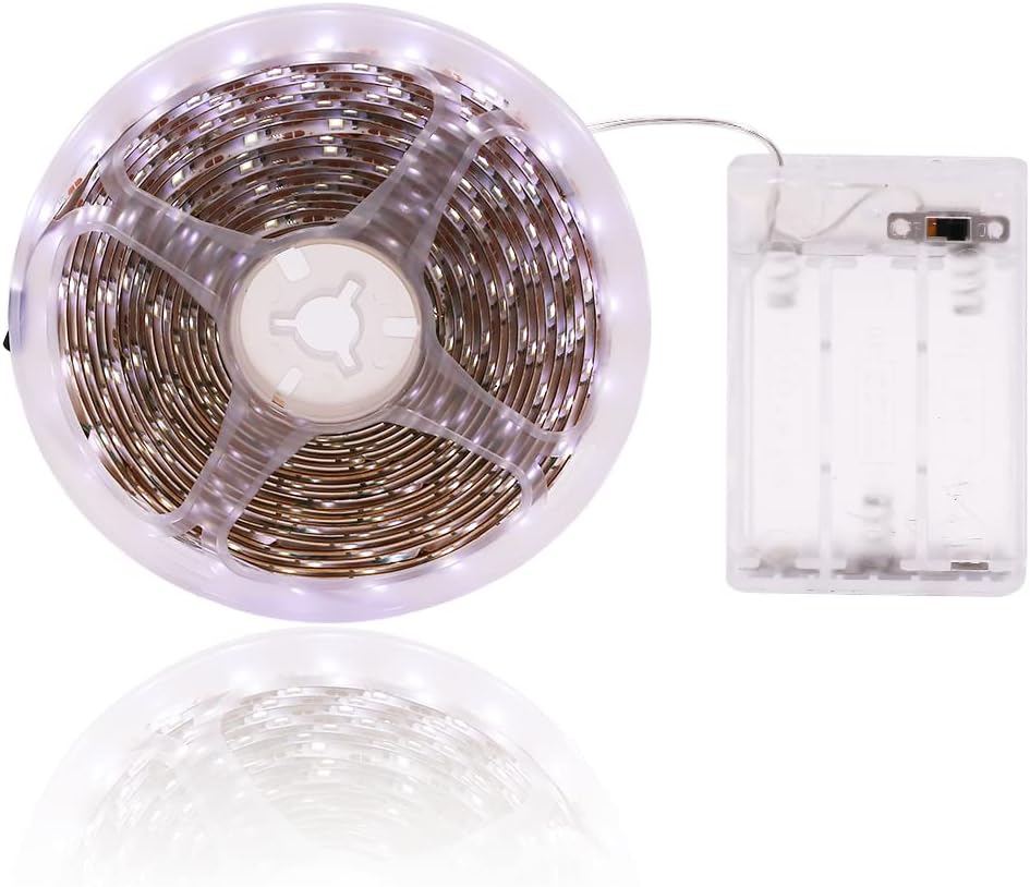 KISUFU Battery Strip Lights 60LED Warm White Waterproof 2835 Battery ...