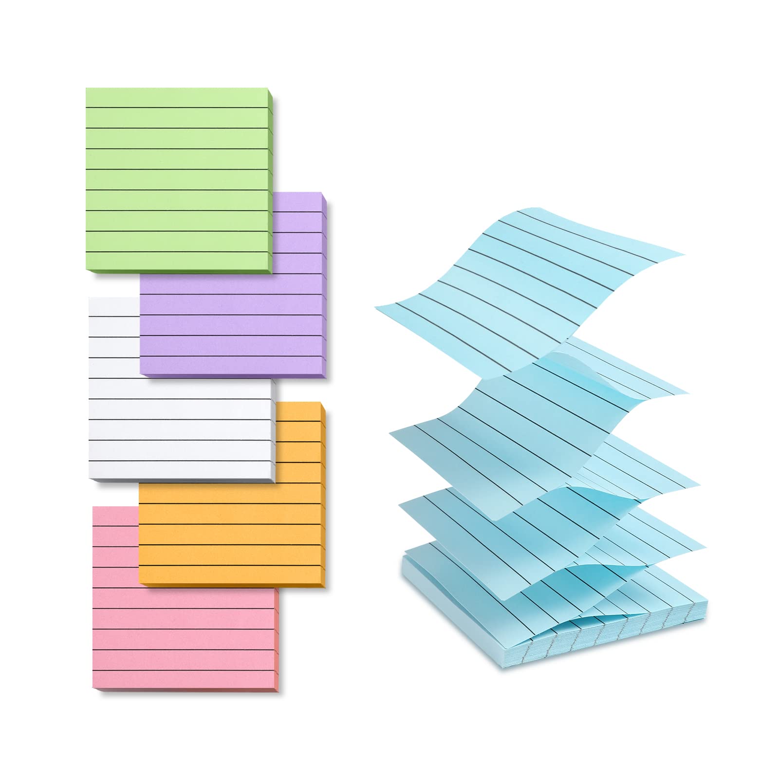 AIEX 600 Sheets Lined Sticky Notes, 3x3inch Adhesive Pop Up Sticky ...