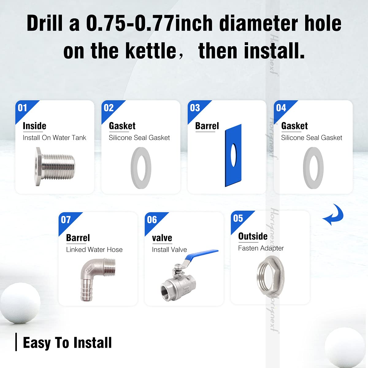 Snapklik.com : Horiznext 3/4" O.D. Thread To 1/2 Inch Elbow Barb ...