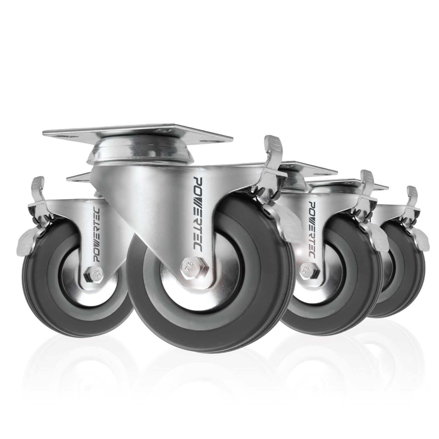 Snapklik.com : POWERTEC 3 Inch Swivel Caster Wheels Set Of 4