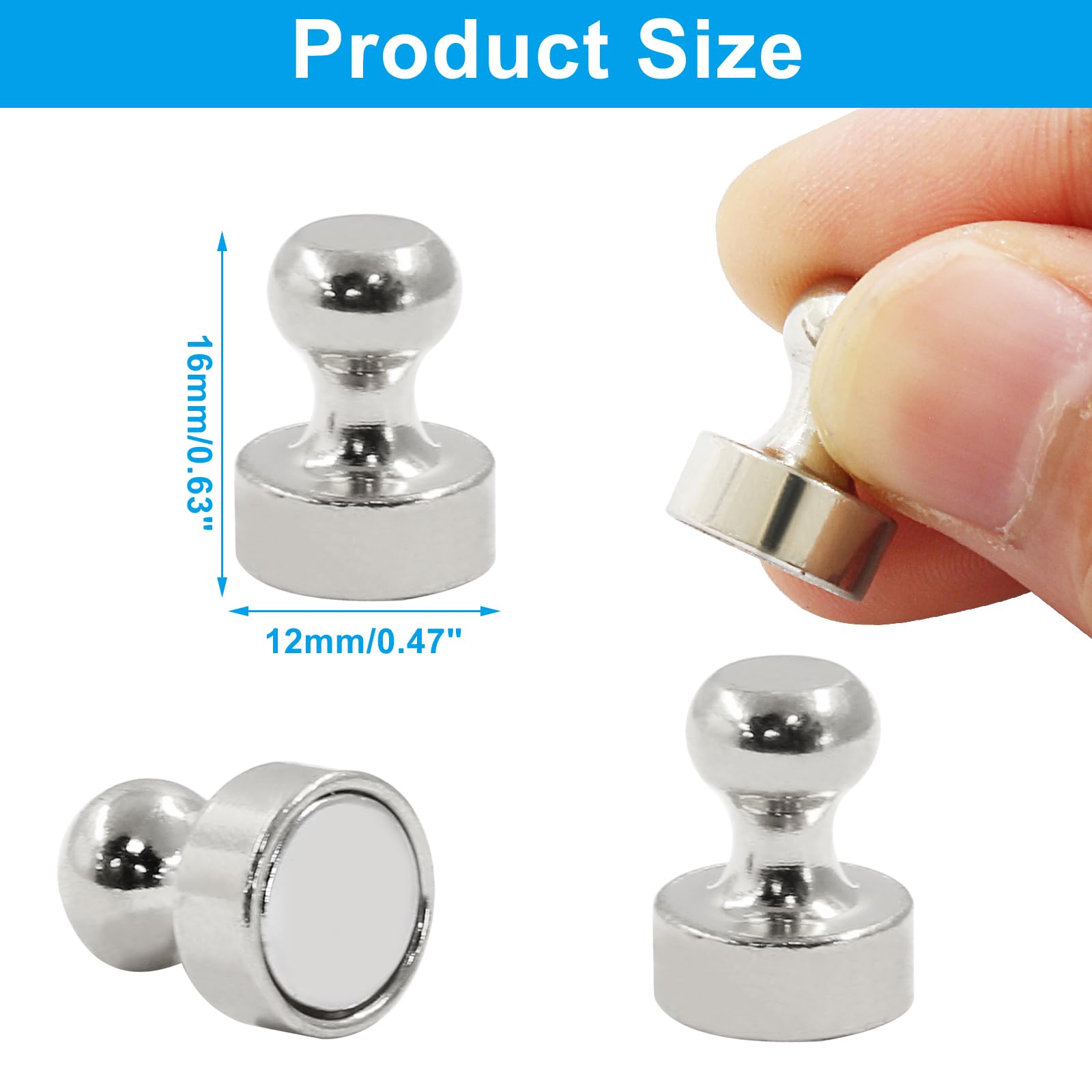 Snapklik.com : 20Pcs Silver Refrigerator Magnets,0.47 X 0.63 Inch ...