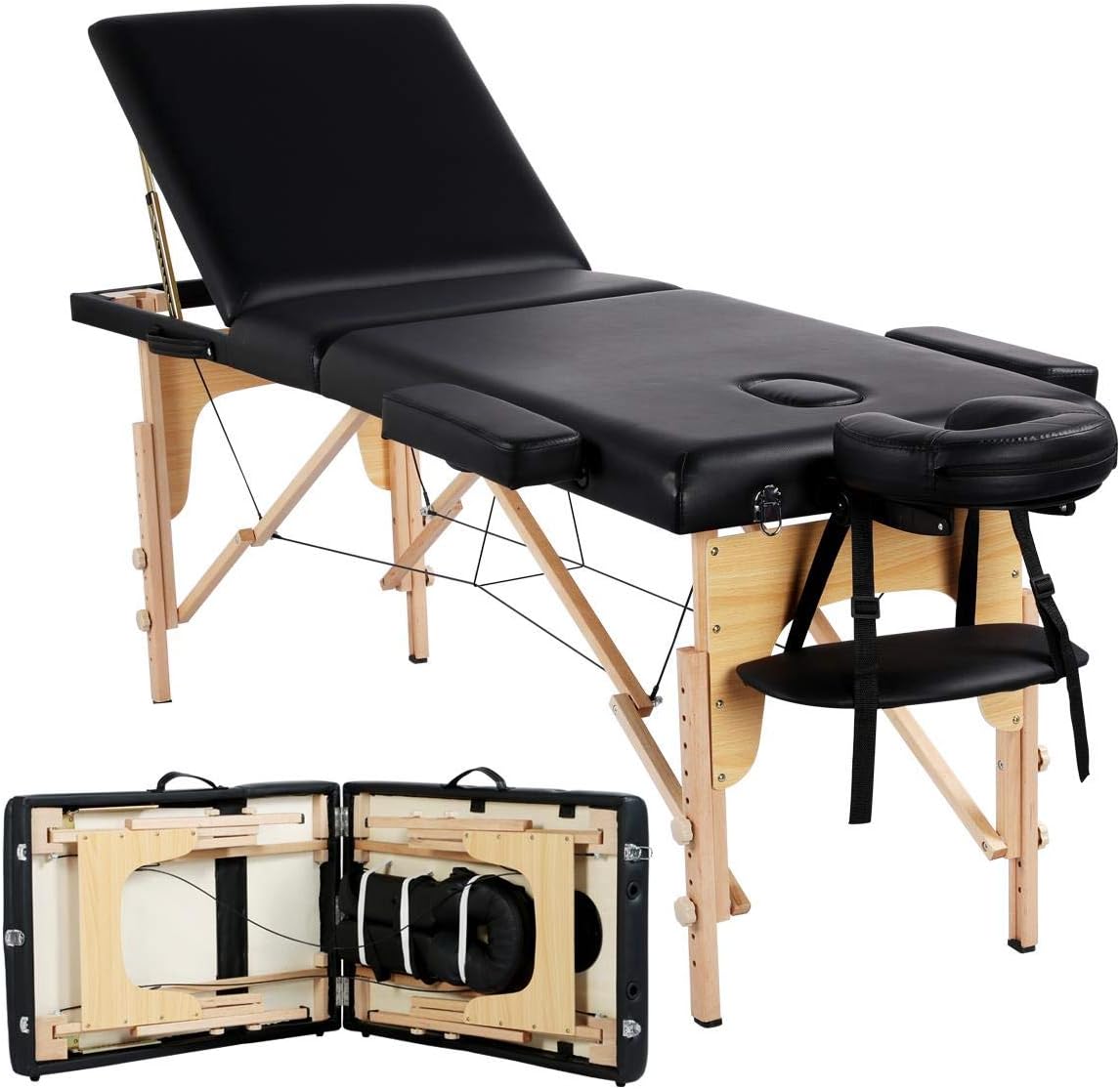 Massage Table Cart: Wooden Portable Trolley Transporter with 360° Axis ...