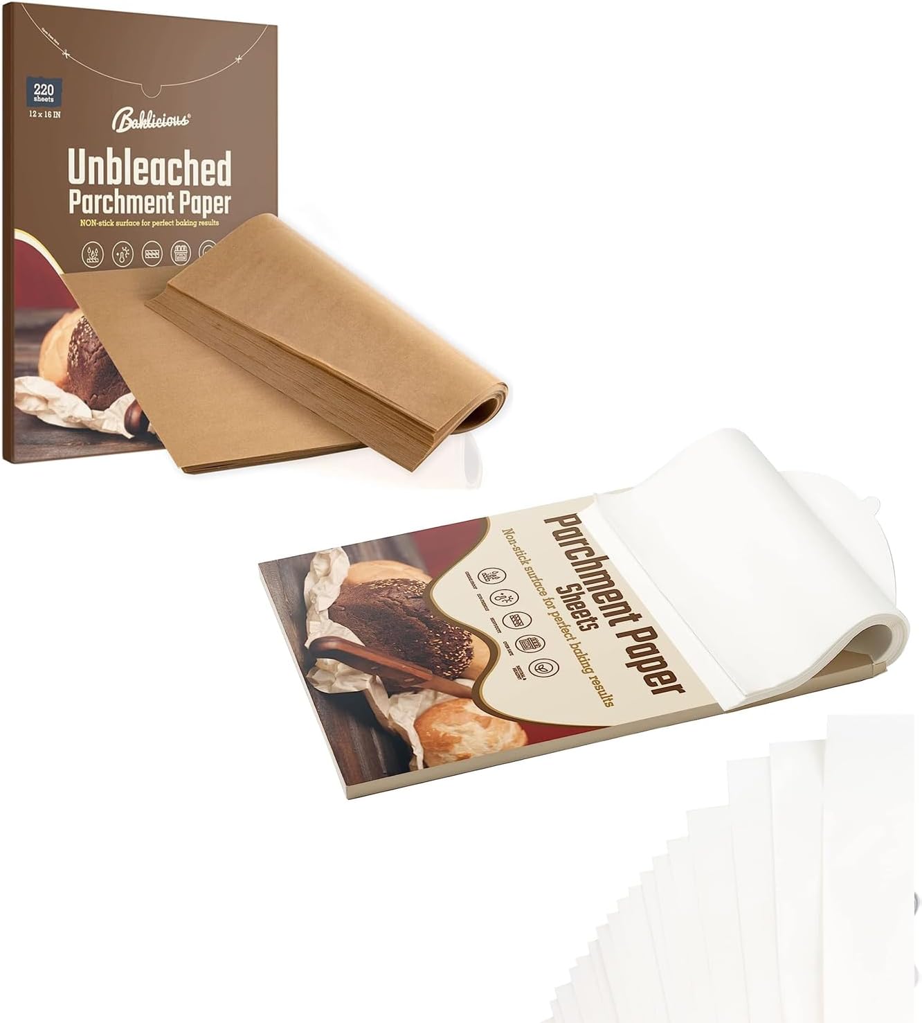 Amazon.com: Baklicious 220 Pcs Unbleached Parchment Paper Baking Sheets ...