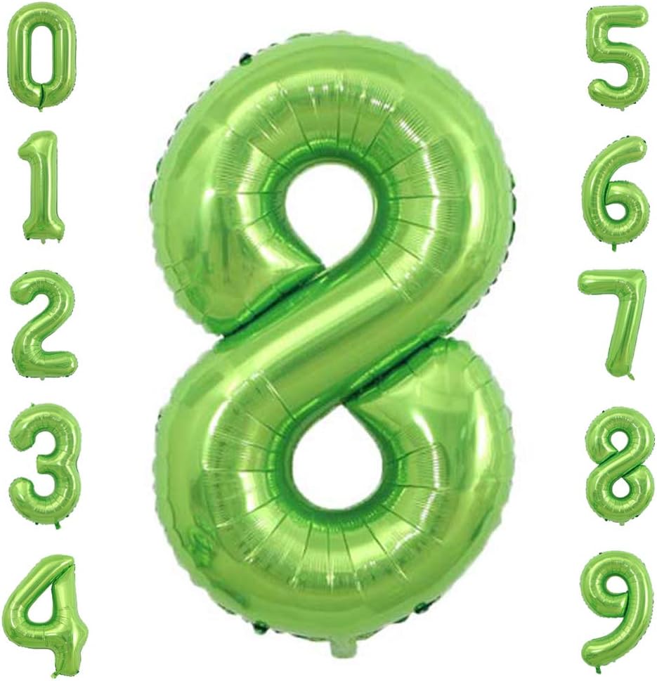 Amazon.com: Tellpet Big Number 8 Balloon, Green Number Balloons for 8th ...