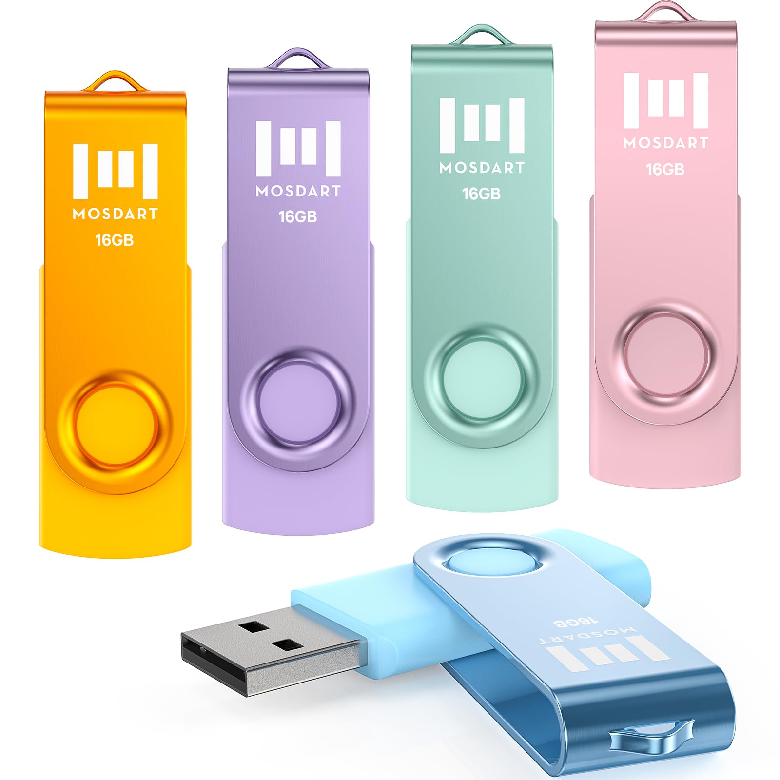 Amazon.com: MOSDART 16GB USB Flash Drive 5 Pack, 16 GB Multicolor ...