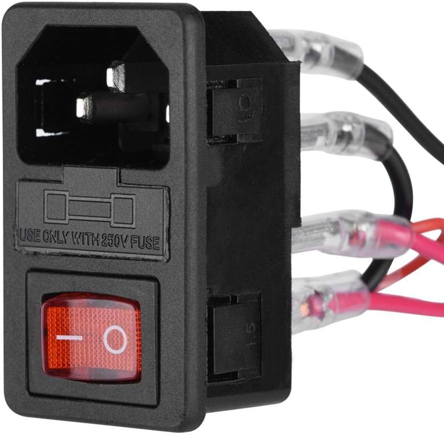 RLECS Male AC Power Plug Socket with Fuse Holder 3-Pin AC-01 Power ...