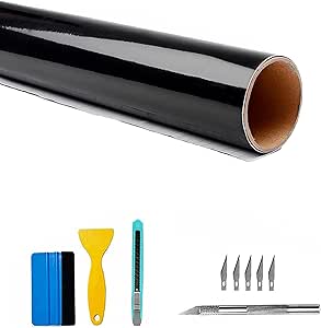 Amazon.com: High Gloss Black Car Vinyl Wrap Roll 1ft x 10ft and vinyl ...
