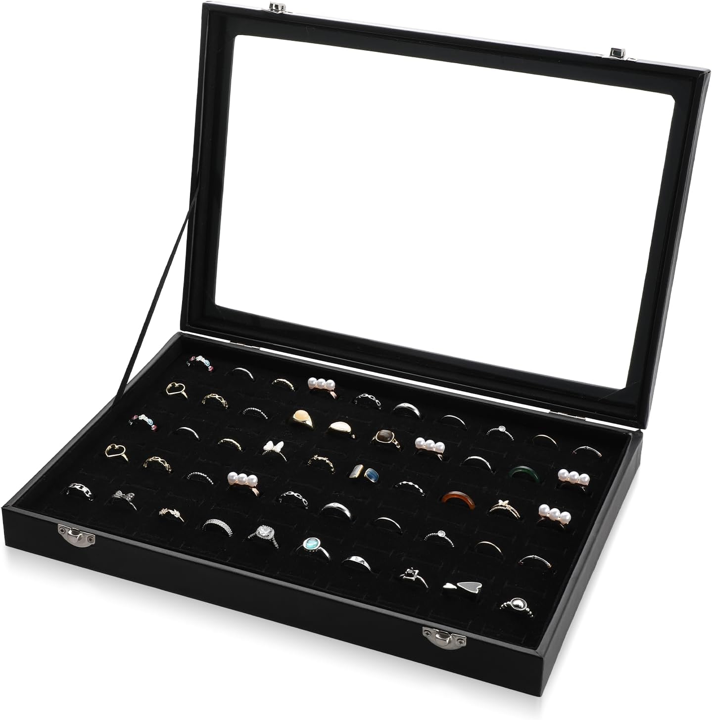 Amazon.com: SynHHergyx 100 Slots Ring Display Case Ring Organizer Tray ...