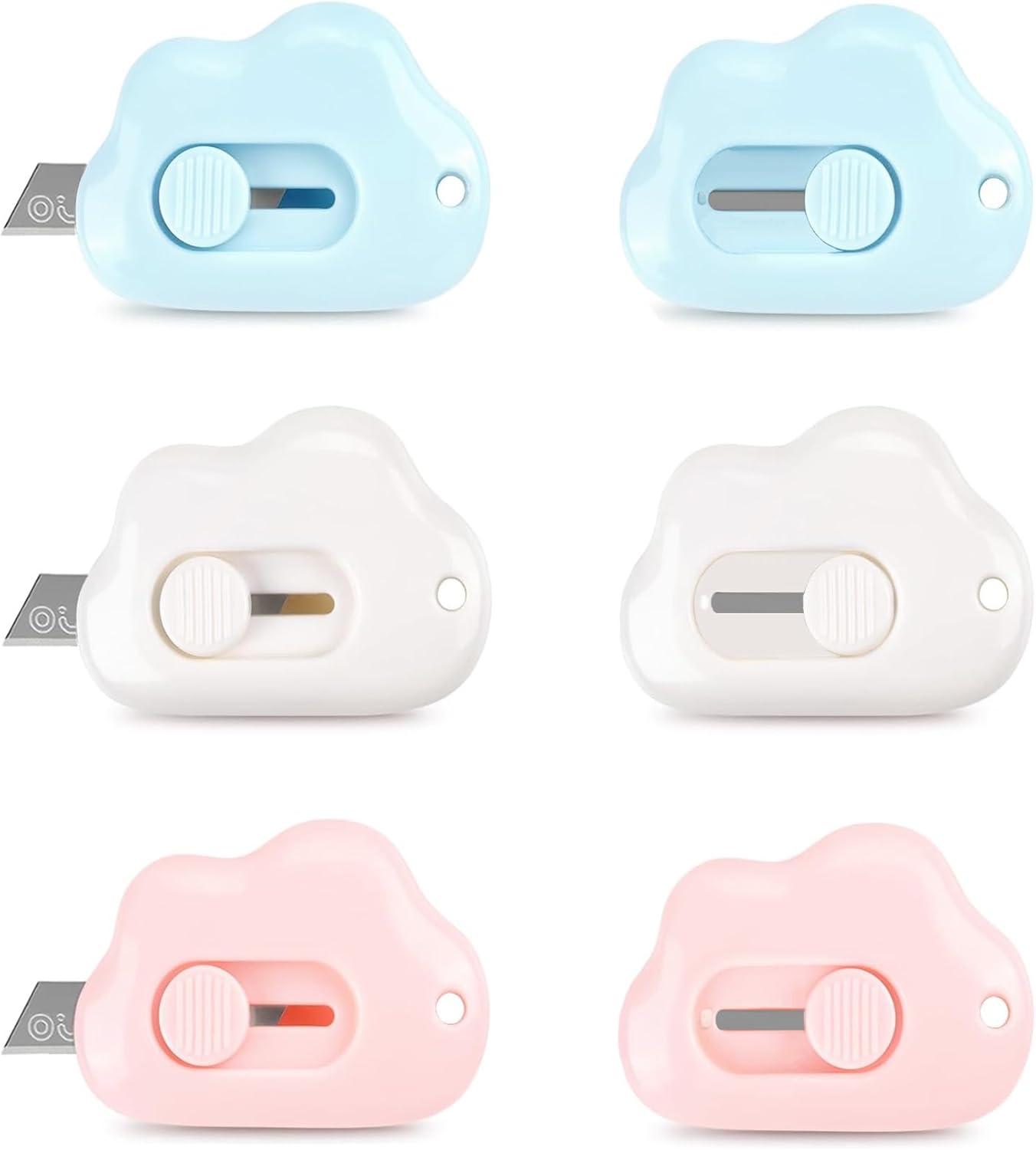 Amazon.com: 6 Pcs Cute Box Cutter Retractable, 3 Colours Cloud Box ...