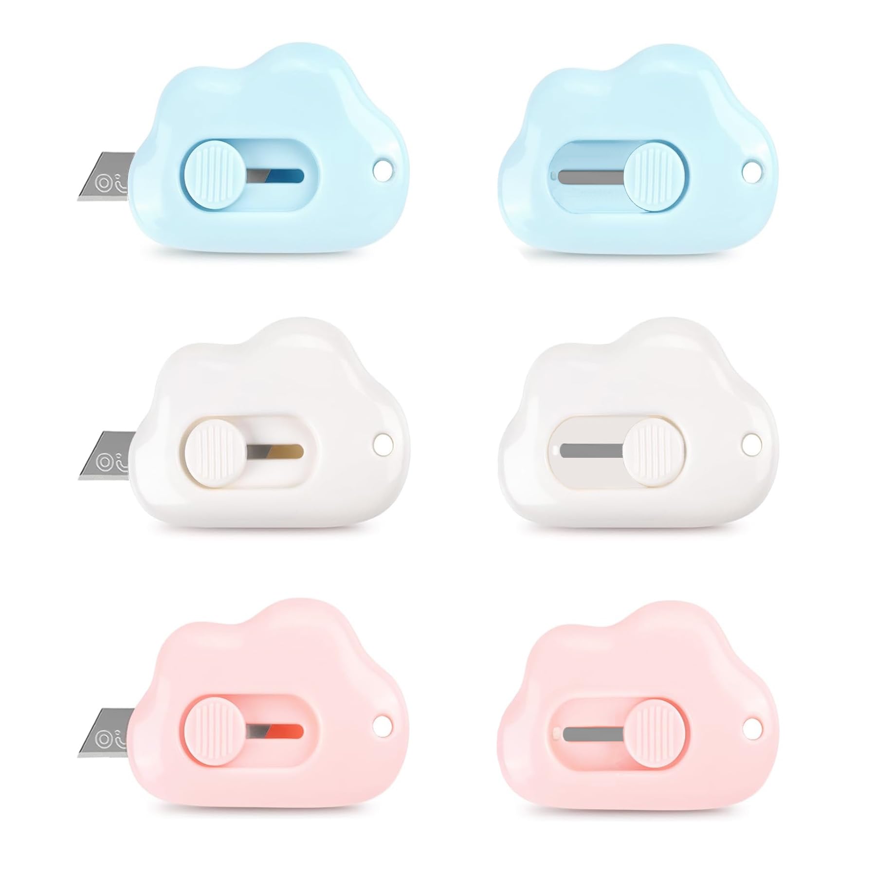Amazon.com: 6 Pcs Cute Box Cutter Retractable, 3 Colours Cloud Box ...