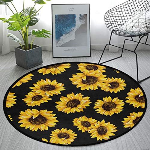 Amazon.com: Sunflower Carpet Large Round Bedroom Rug Non Slip Rustic ...