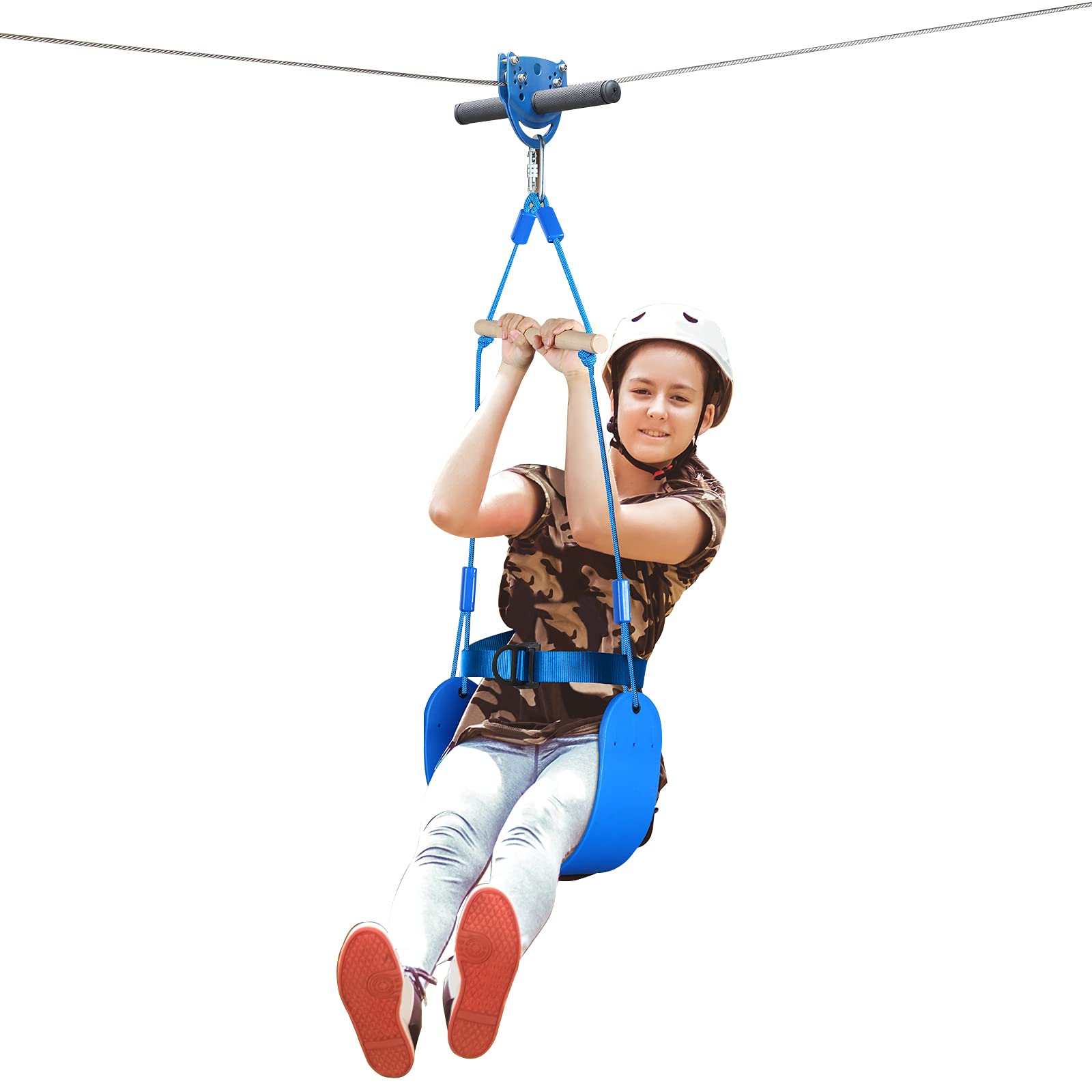 Buy Jugader 120ft Zipline Kits for Backyard with Swing Seat, Stainless ...