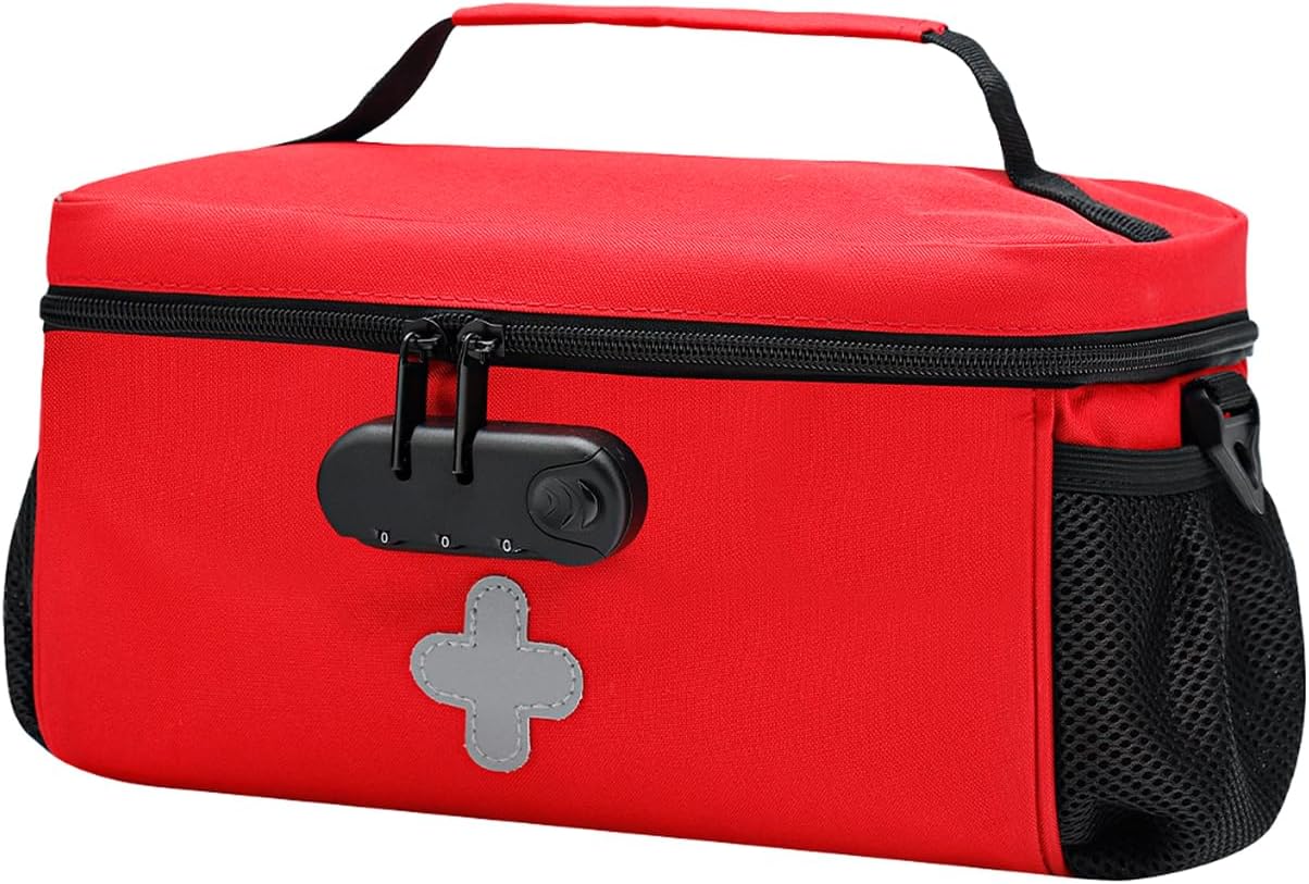 Pill Bottle Organizer Bag with Combination Lock, Lockable Medicine Bag ...