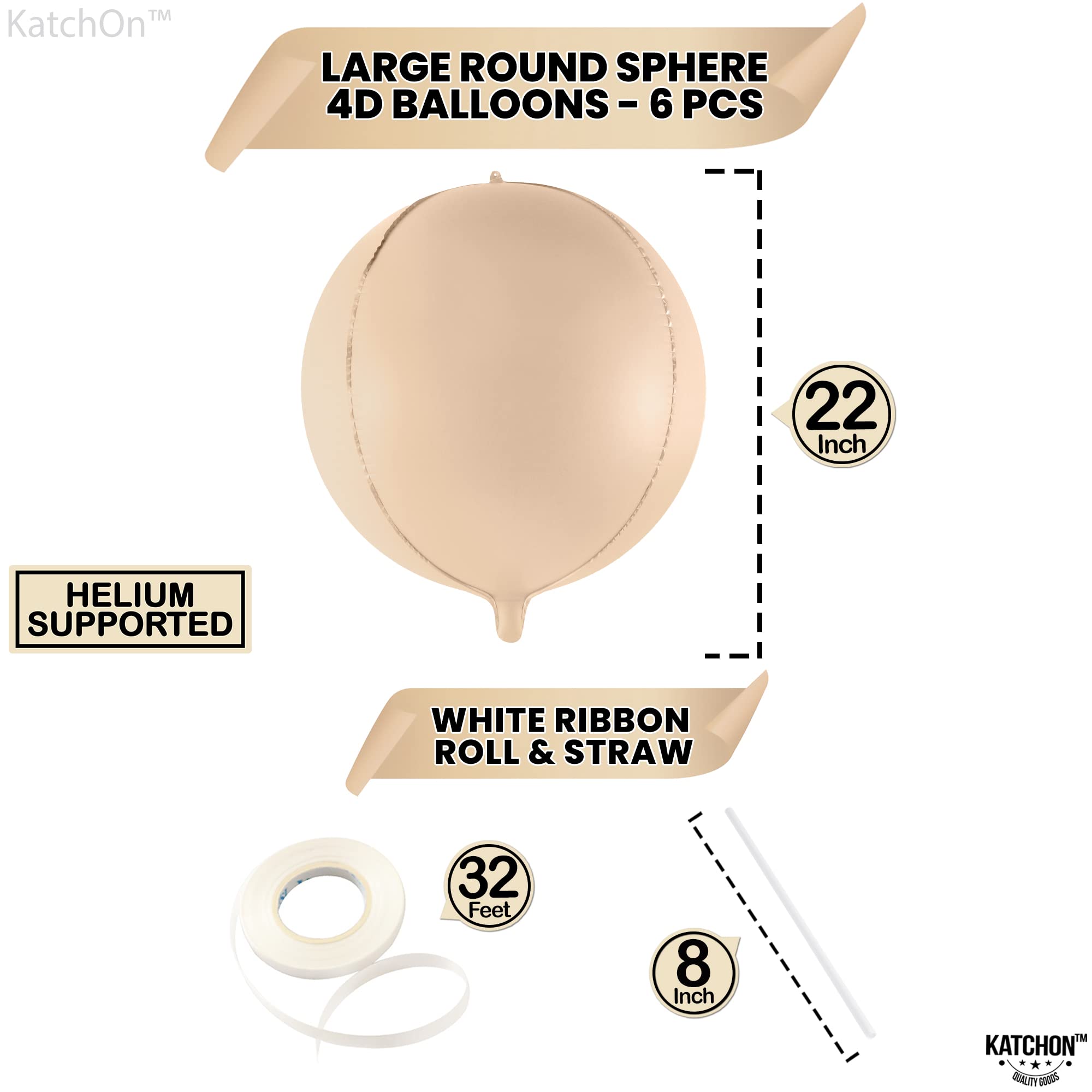 Snapklik.com : Big 22 Inch Beige Balloons Set - Pack Of 6, Cream ...