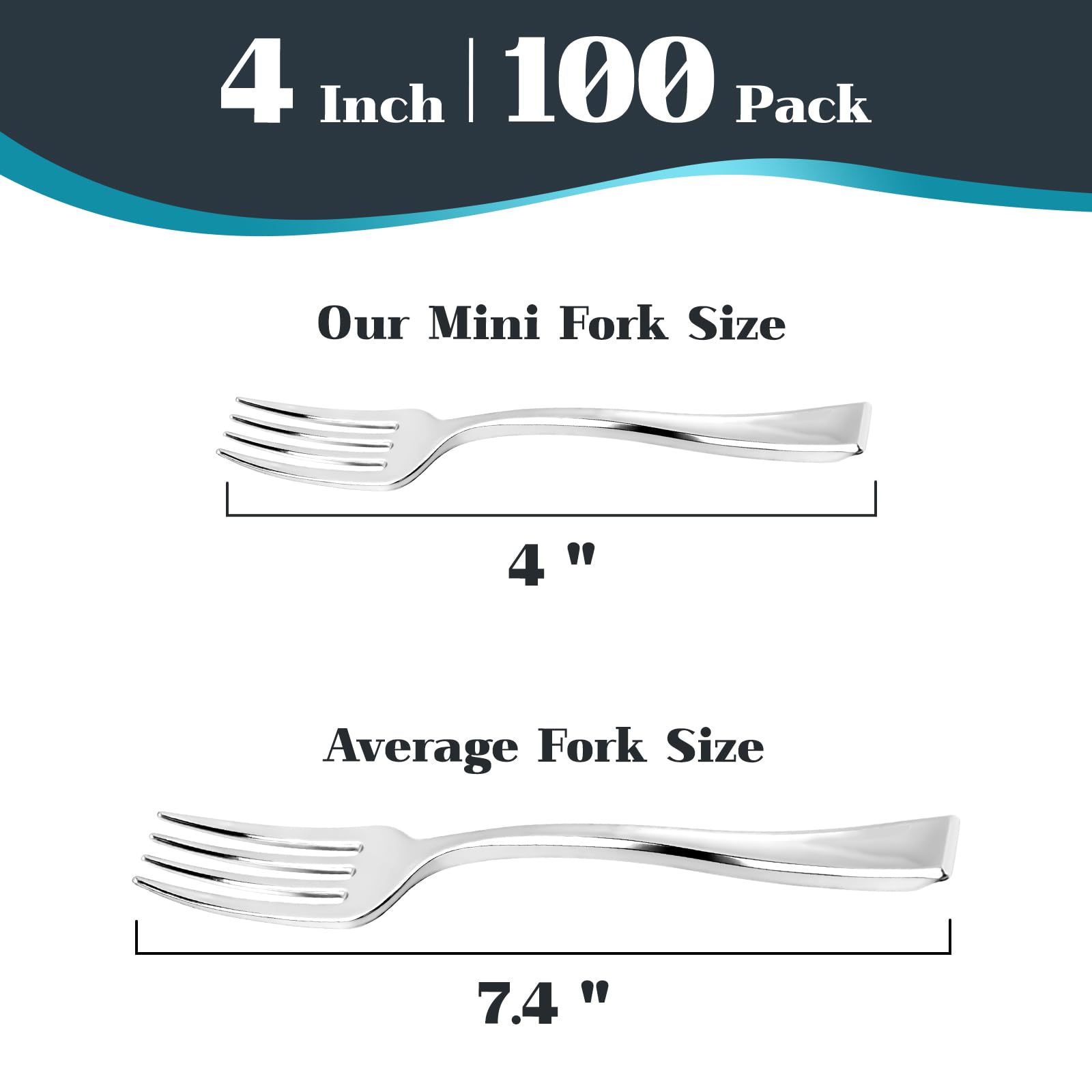Snapklik.com : 4 Inch Silver Mini Plastic Forks, 100 Pack Disposable ...