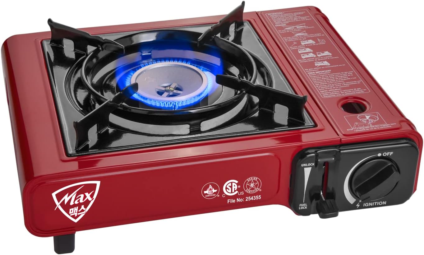 Amazon.com: 8,000 BTU Black Butane Gas Portable Camping Stove : Sports ...