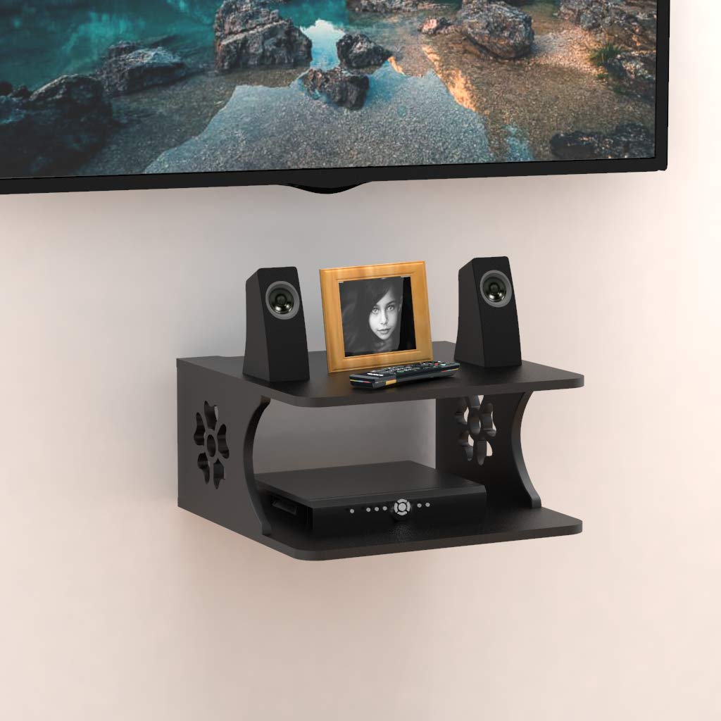 FABULO Wooden Set Top Box Wall Shelf/Stand- Wood Multipurpose Holder ...