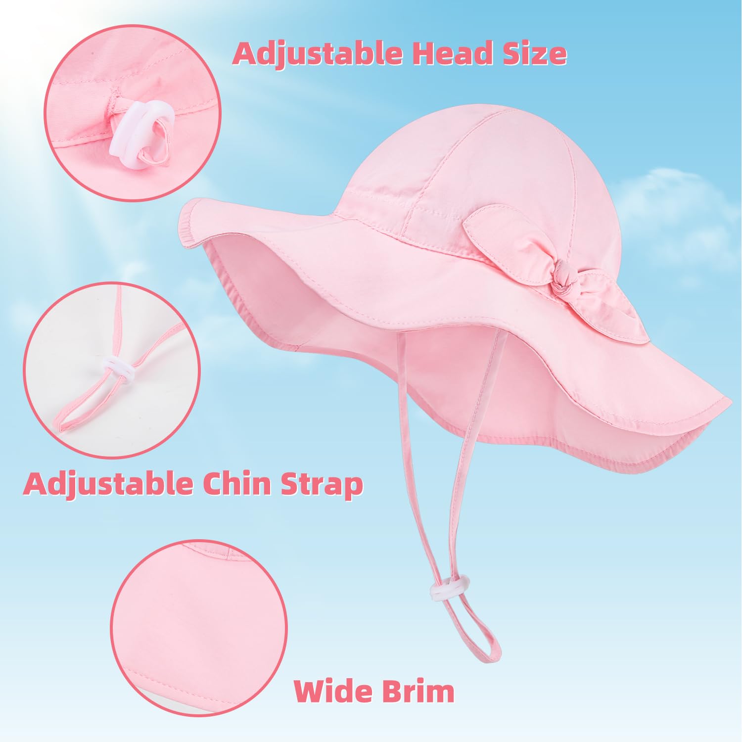 Snapklik.com : Baby Sun Hat Toddler Girl Beach Hat Adjustable Summer ...