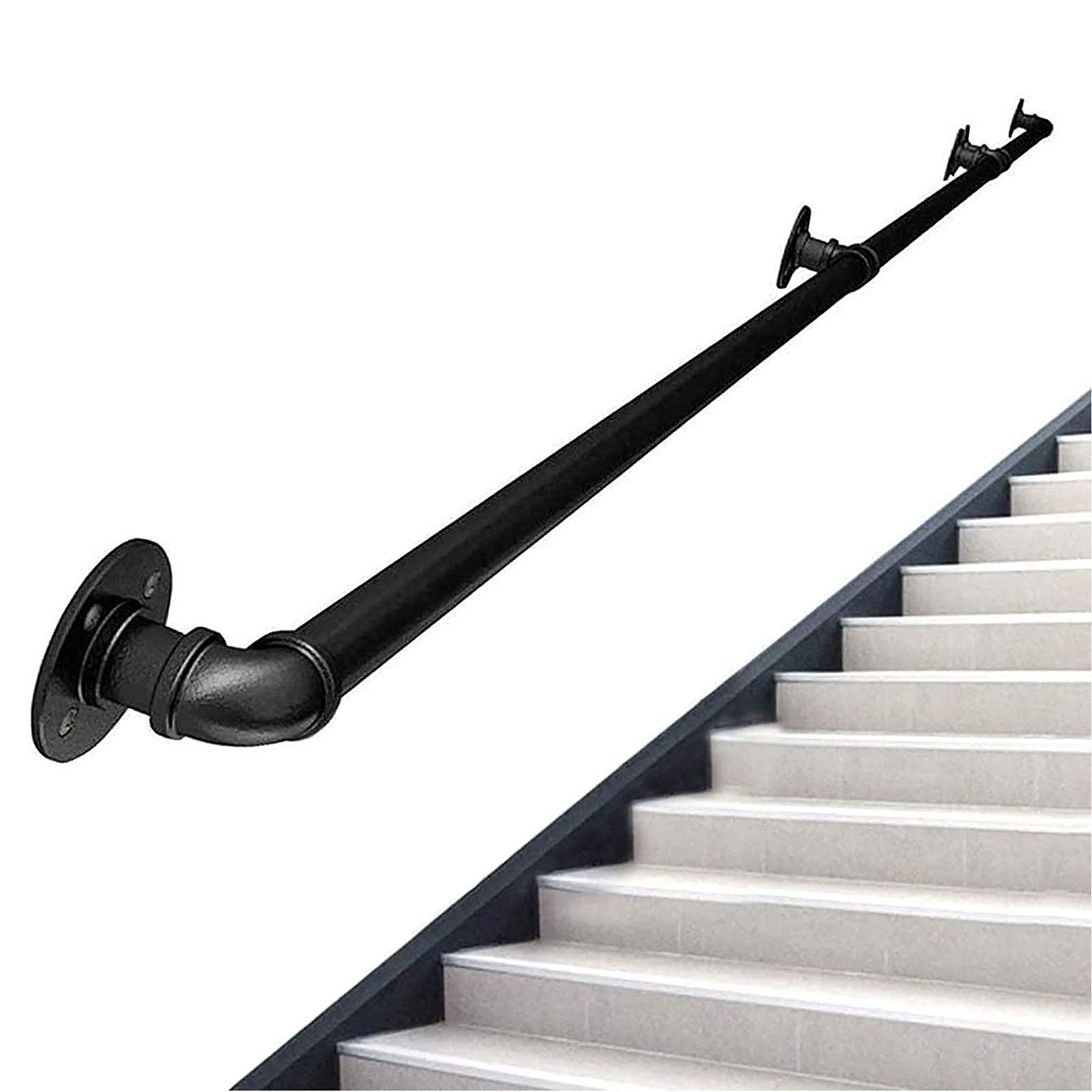Porch Railing OUSHENG 12ft Industrial Pipe Stair Railing - Vintage ...