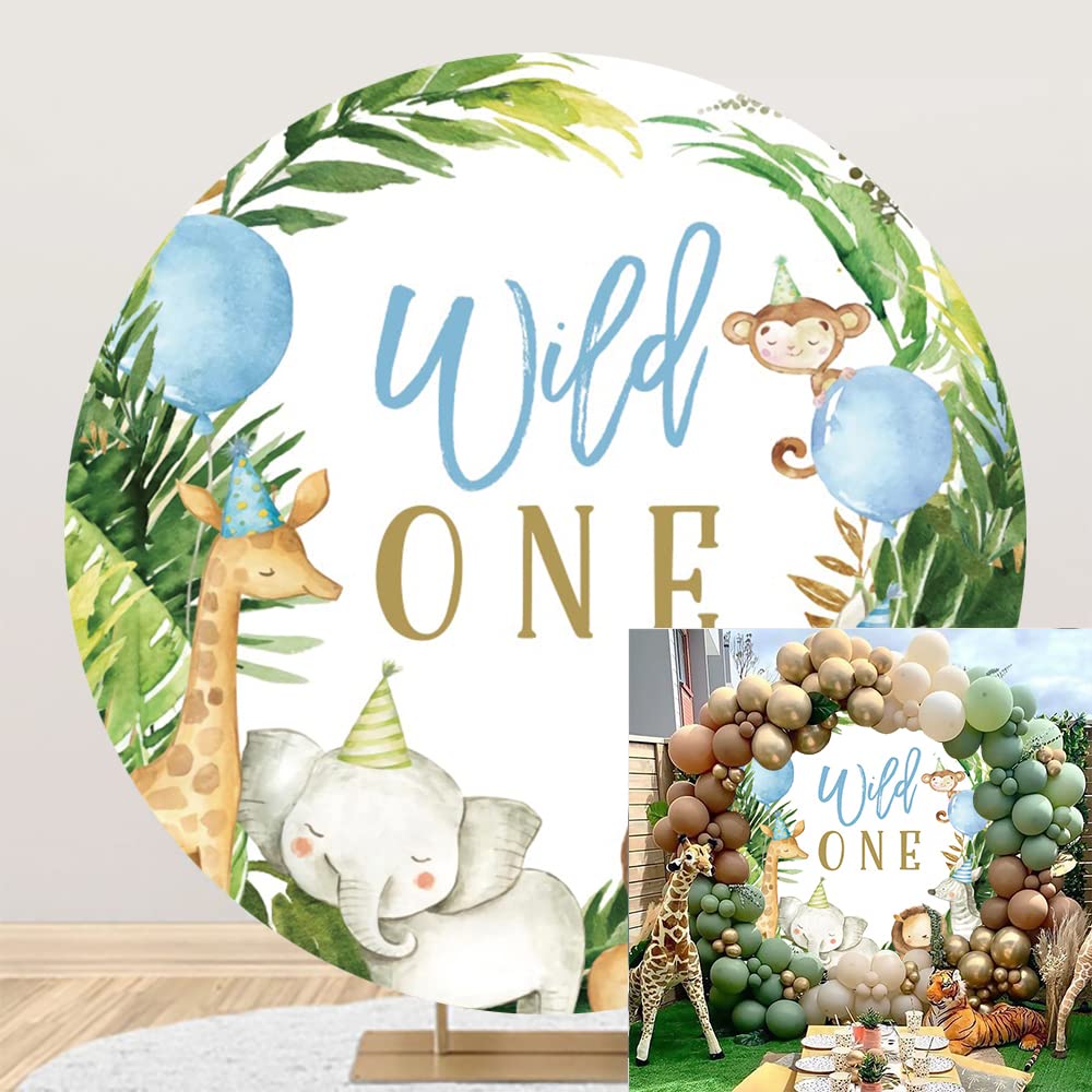 Buy Leyiyi6x6ft Jungle Animal Wild One Round Backdrop for Boys Birthday ...