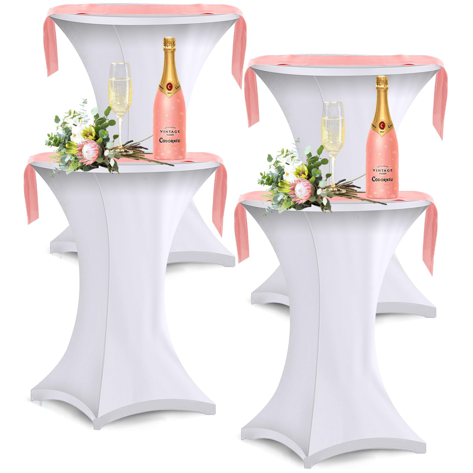 Amazon.com: Preboun 4 Pcs 32 x 43 Inch Cocktail Spandex Tablecloths ...