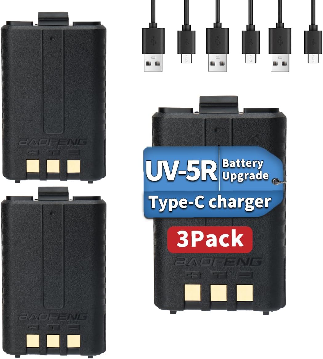 Amazon.com: Baofeng UV-5R Battery BL-5 1800mAh Rechargeable Battery Support Type-C USB Direct ...