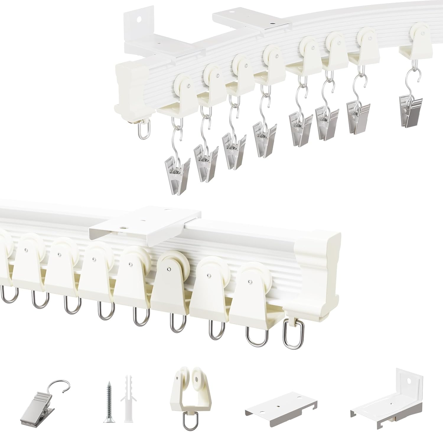 ZDADA 5M Bendable Curtain Tracks and Fittings for Bay Window, Flexible ...