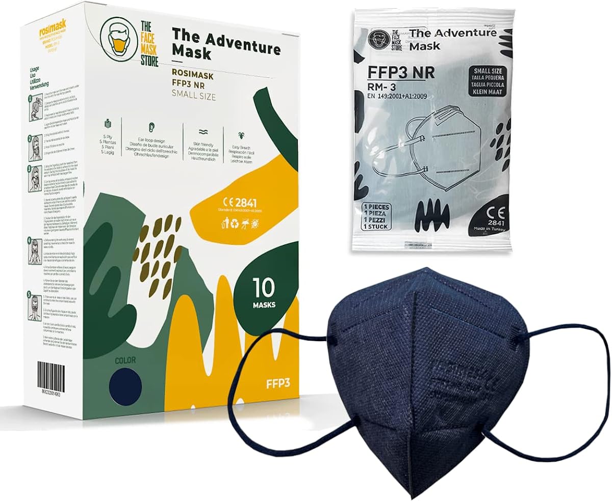 Blue Small Size FFP3 Face Mask Disposable with Ear Loops │ Box of 10 Masks│CE Certified │ 99% ...