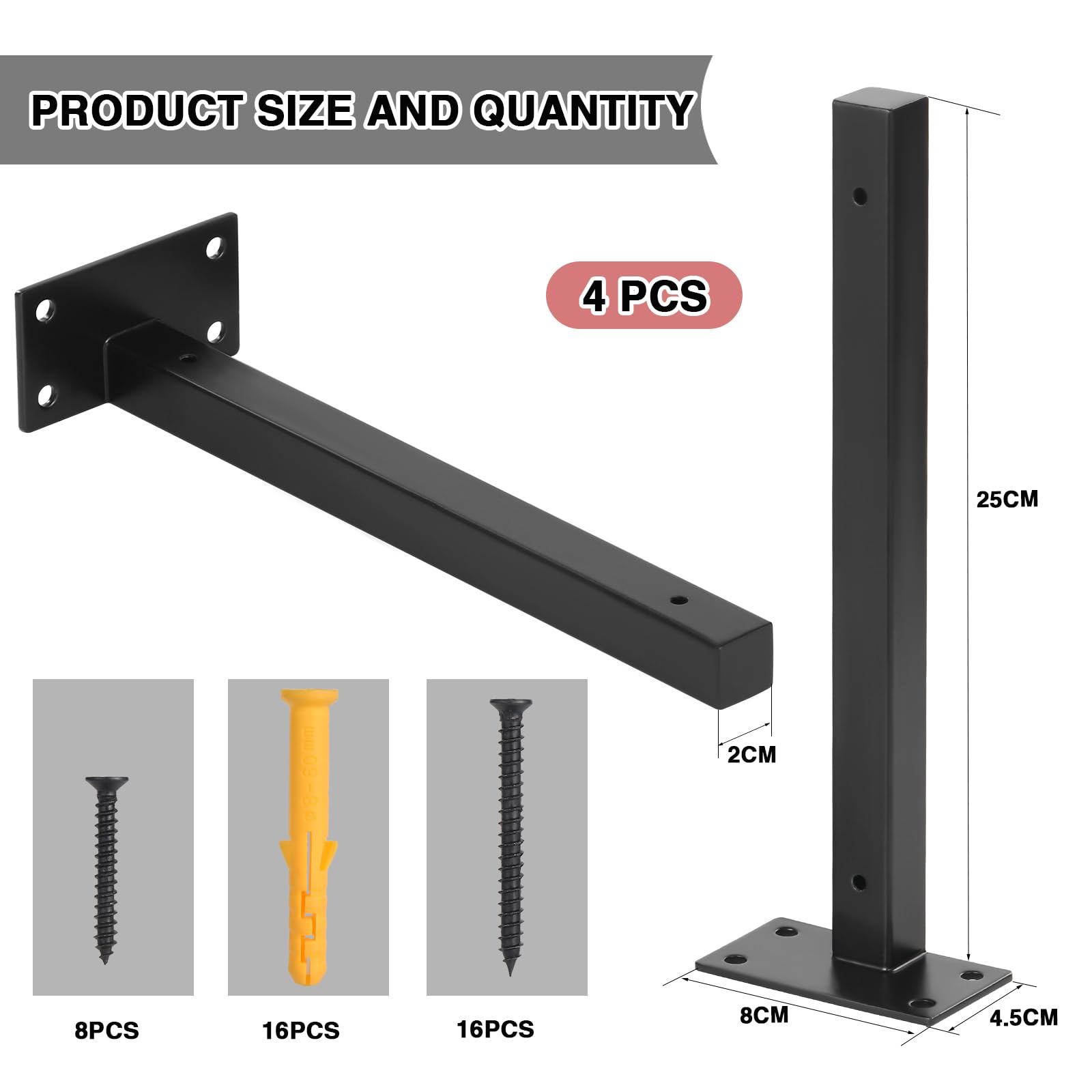 4 Inch Shelf Brackets 4 Pack Heavy Duty Floating Shelf Brackets - 4 ...