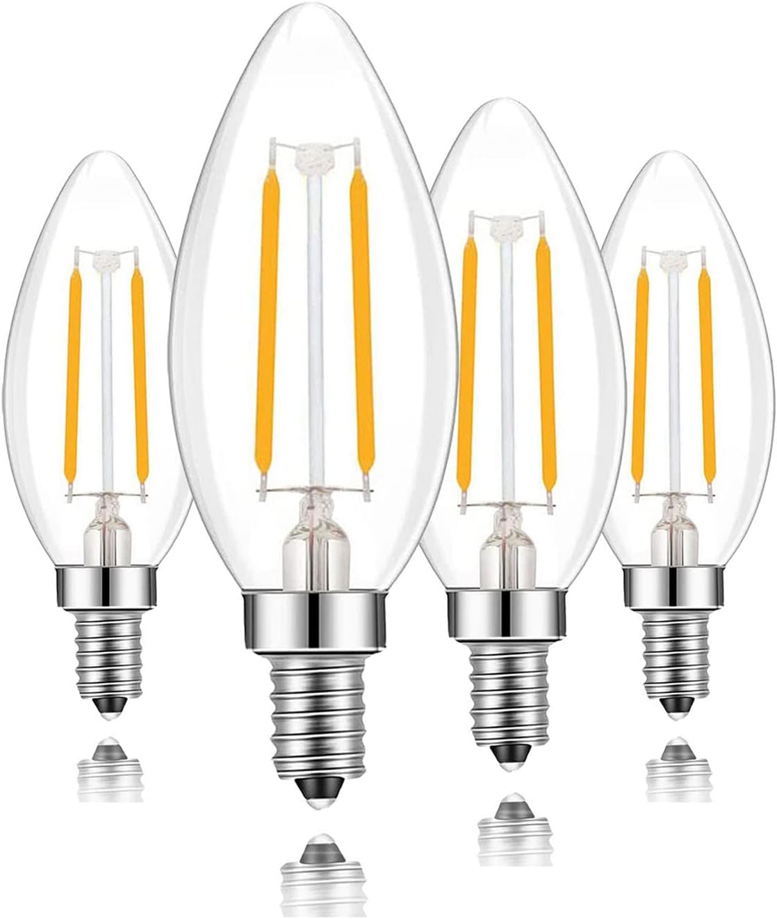 Lamsky E14 European Base LED Filament Edison Bulb, 2W Warm White 2700K ...