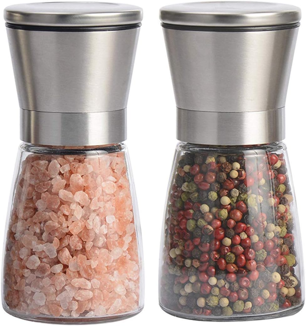 Amazon.com: H&S Salt & Pepper Grinder Set - Manual Stainless Steel ...