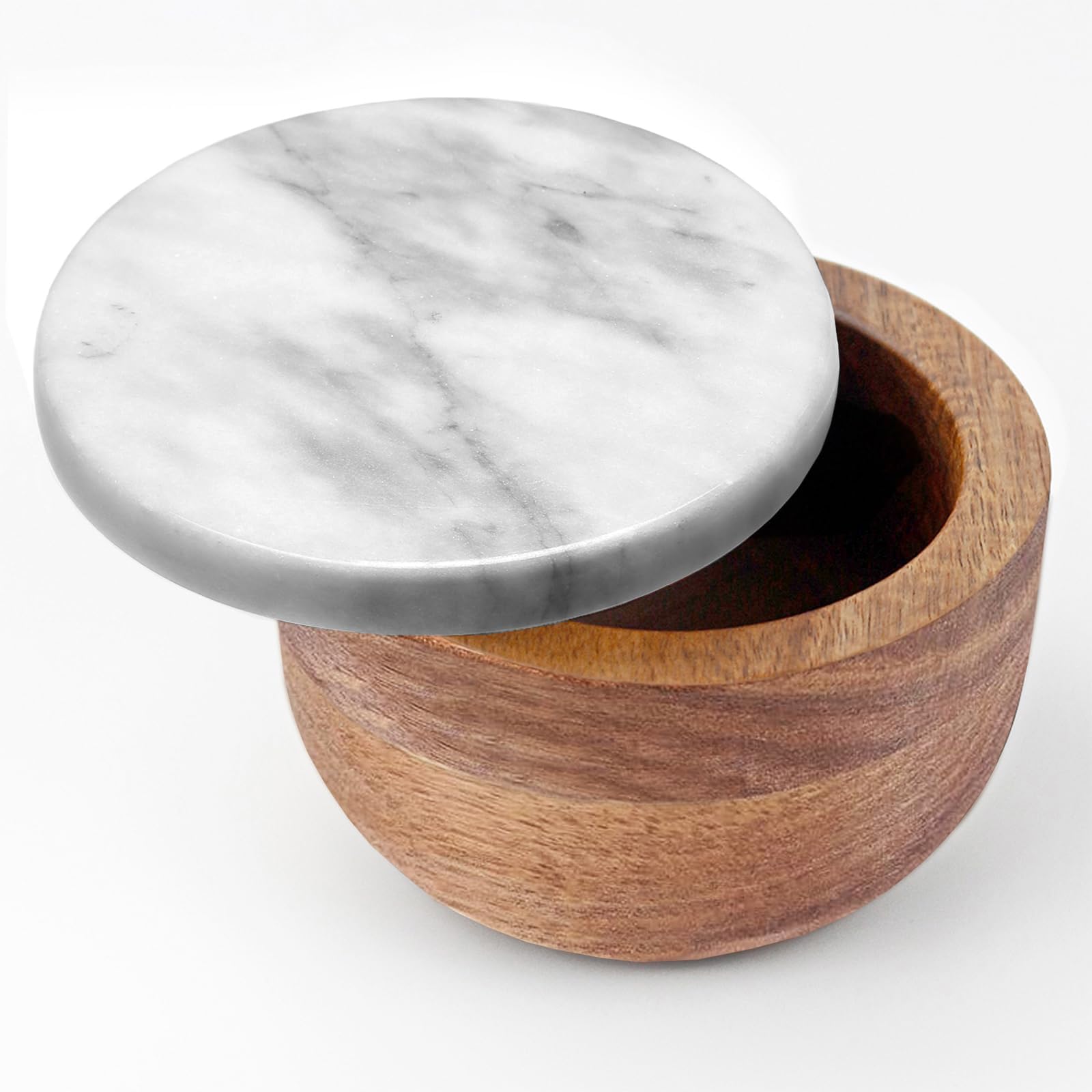 Amazon.com: 9-ounce Salt Cellar with Spoon and Swivel Lid, Acacia Wood ...