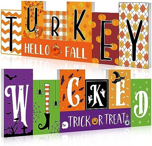 Amazon.com: Purpeak Reversible Fall Wooden Table Sign Double Side ...