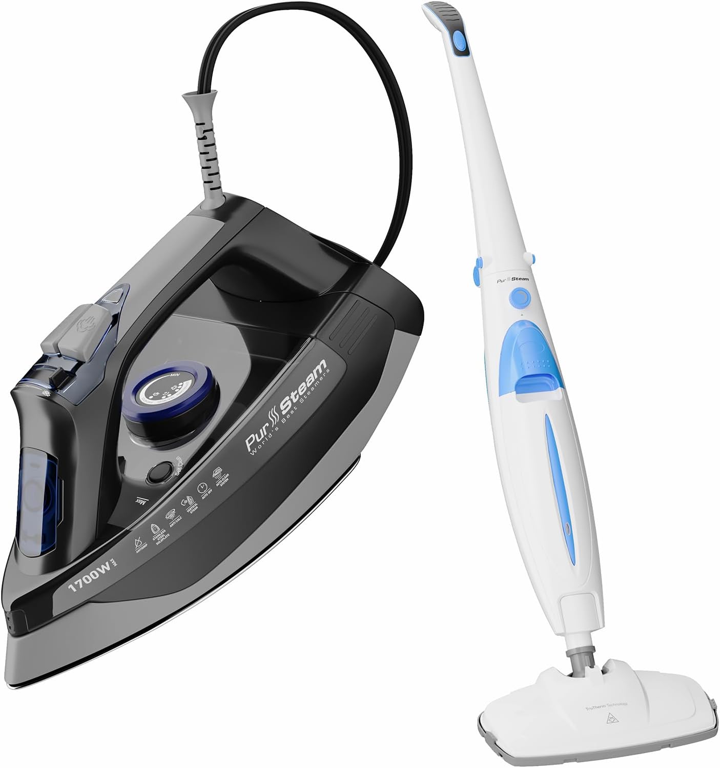 Amazon.com: PurSteam 1700W Steam Iron & Therma Pro Large Water Tank ...