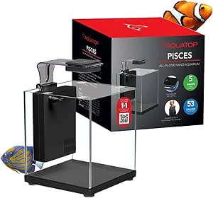 Aquatop Pisces Bullet Shaped Glass Aquarium, 5 Gallons, 53GPH – Nano ...