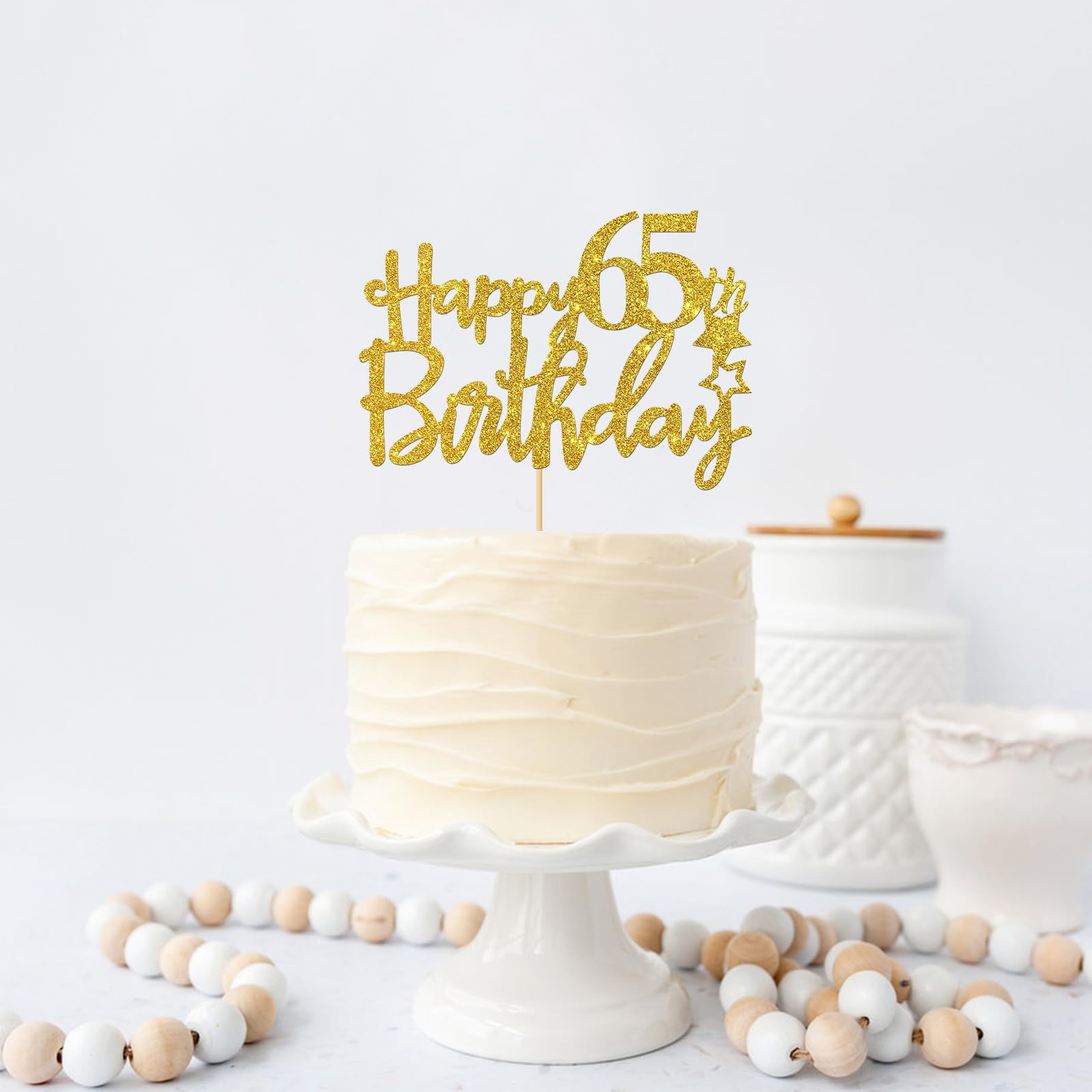Gold 65th Birthday Cakes Two Tier Drum Birthday Cake