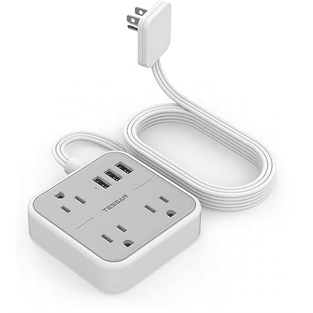 Amazon.com: Ultra Thin Flat Extension Cord 10 FT, TESSAN Small Flat ...