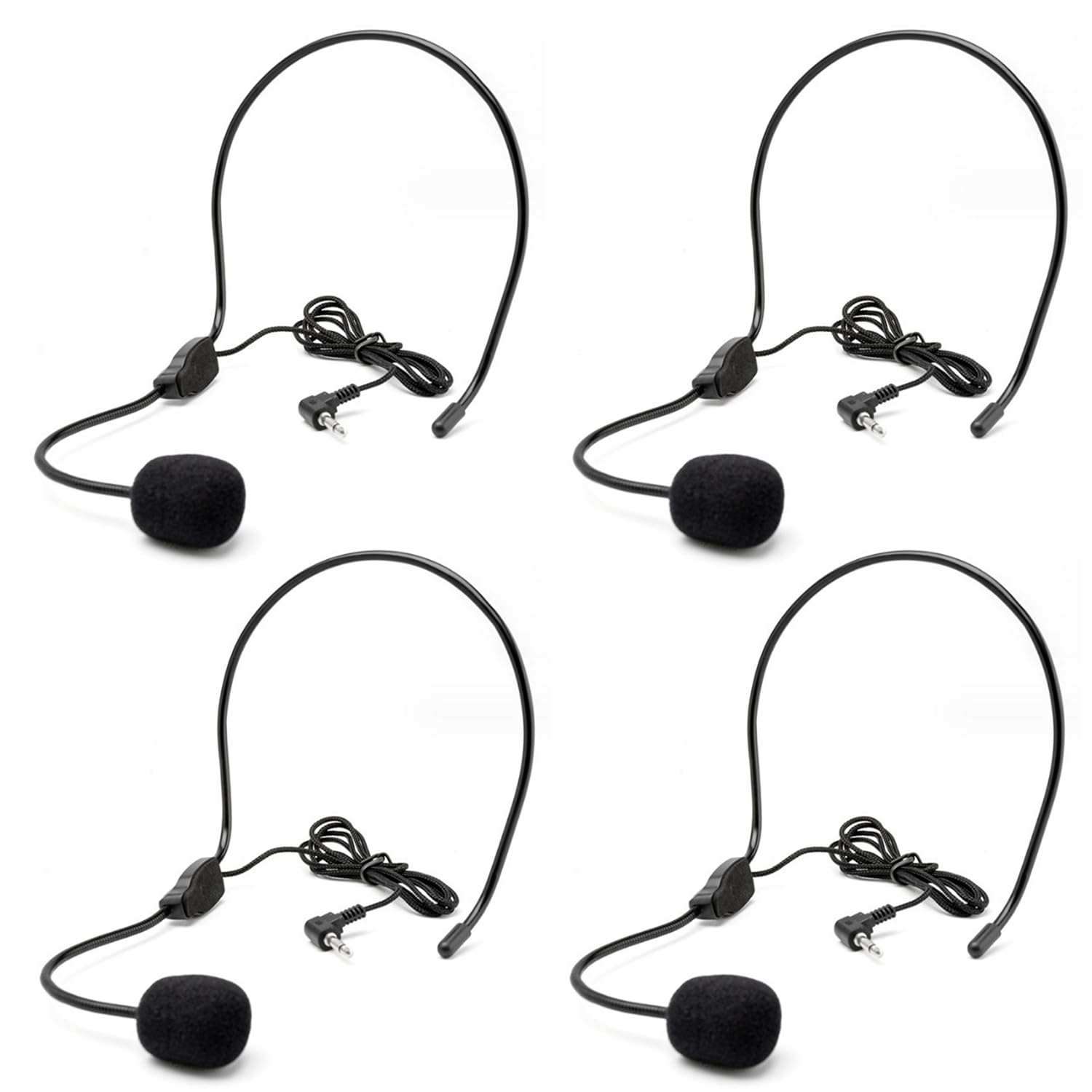 AOVNA 4Pcs Head Mounted Wired Microphone Headworn Headset Mini ...